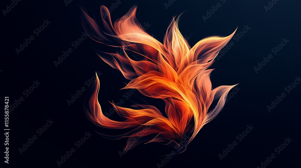 Generate an image of a stylized flame with intricate, sharp lines and ...