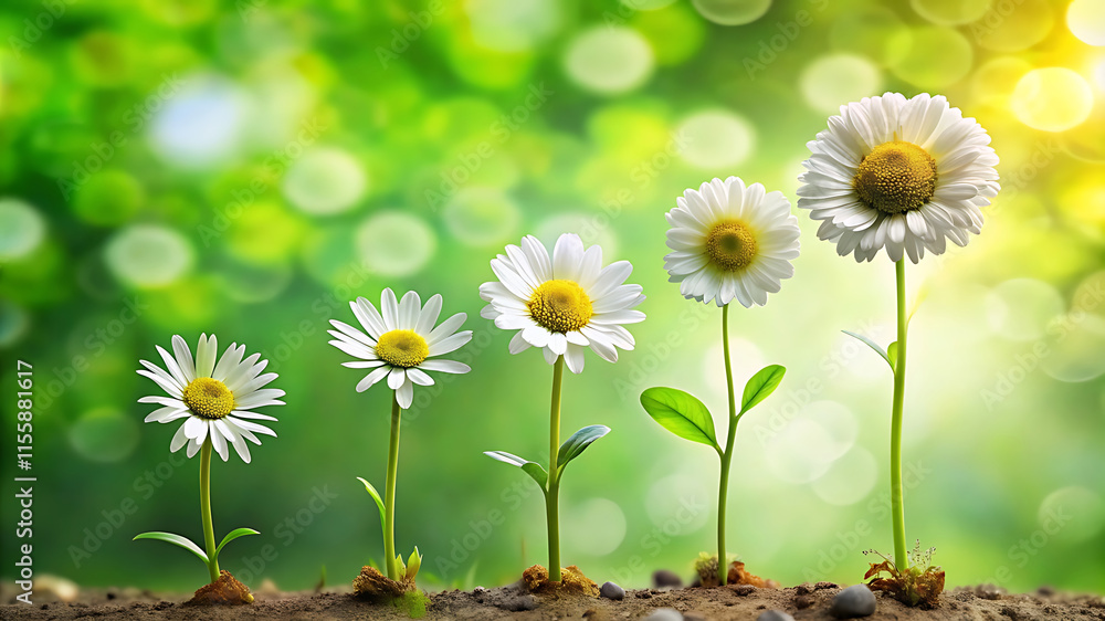 Stages of Growth of a Daisy Life Cycle and Evolution of a Beautiful ...