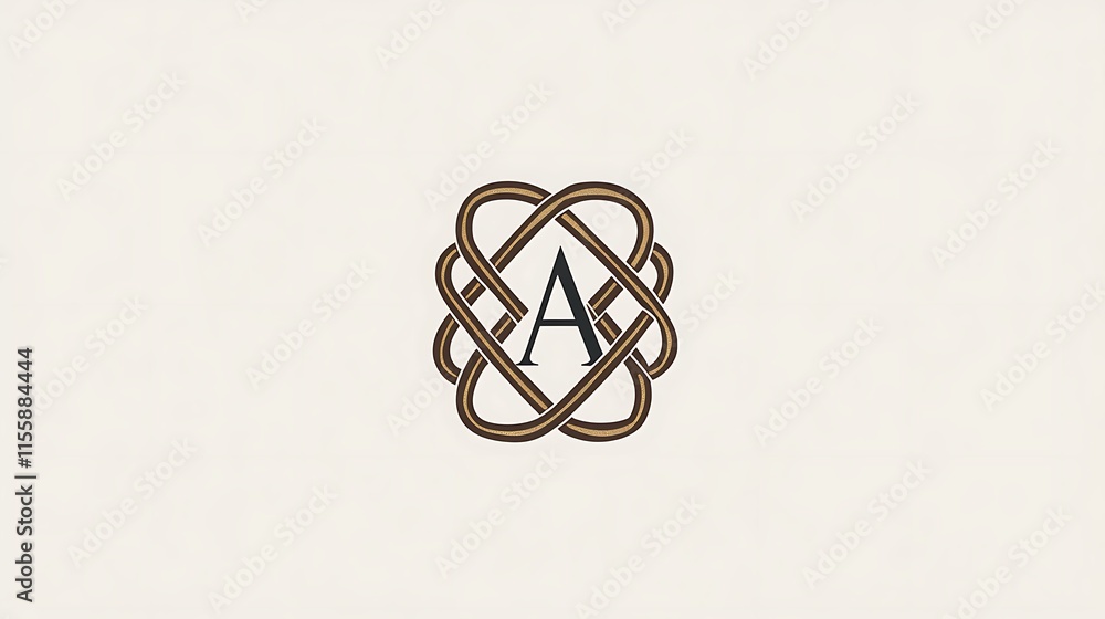 Illustrate a refined monogram where 'A' and 'B' are interwoven with ...