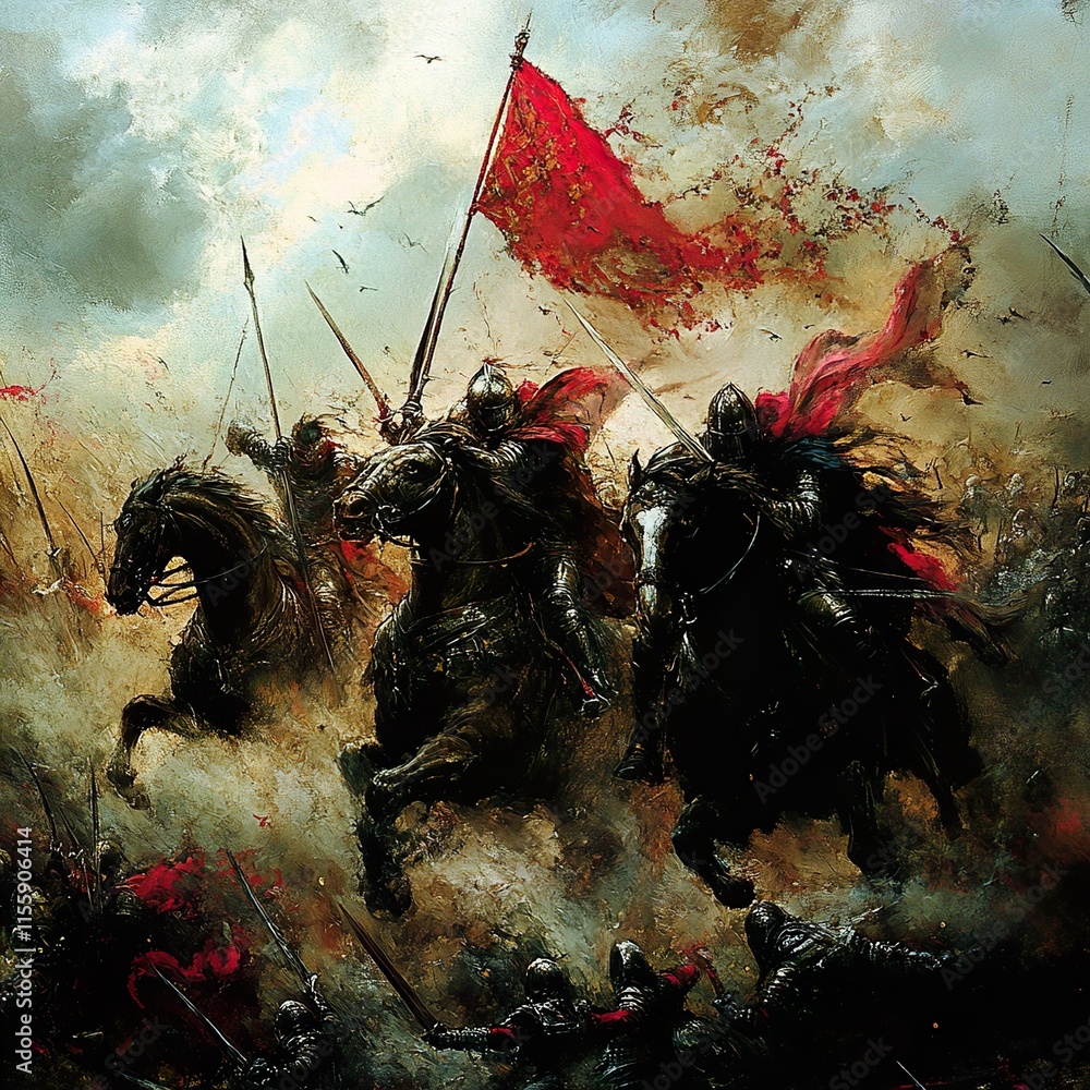 Medieval Knights in Epic Battle: A Charge into History Stock ...