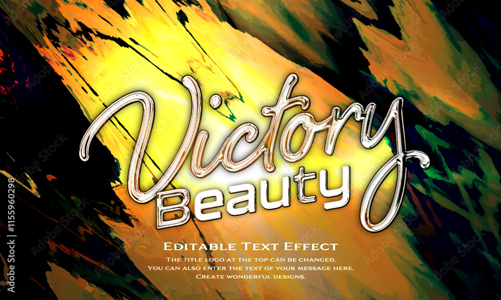 ”Victory Special” chrome metallic editable title logo text style effect ...