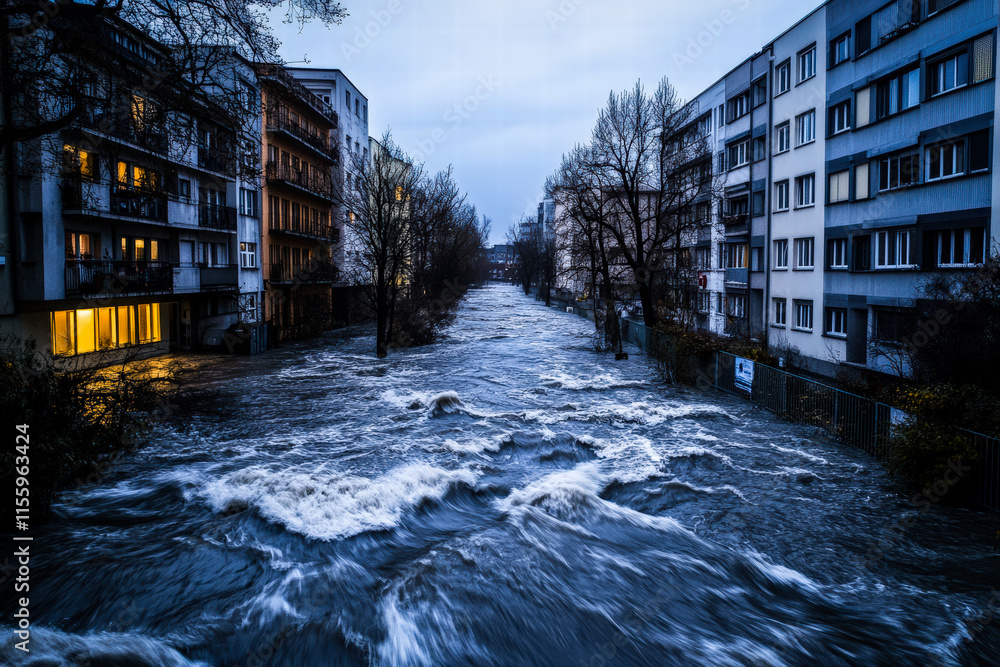 Dramatic flooding in a city where streets have been turned into raging ...
