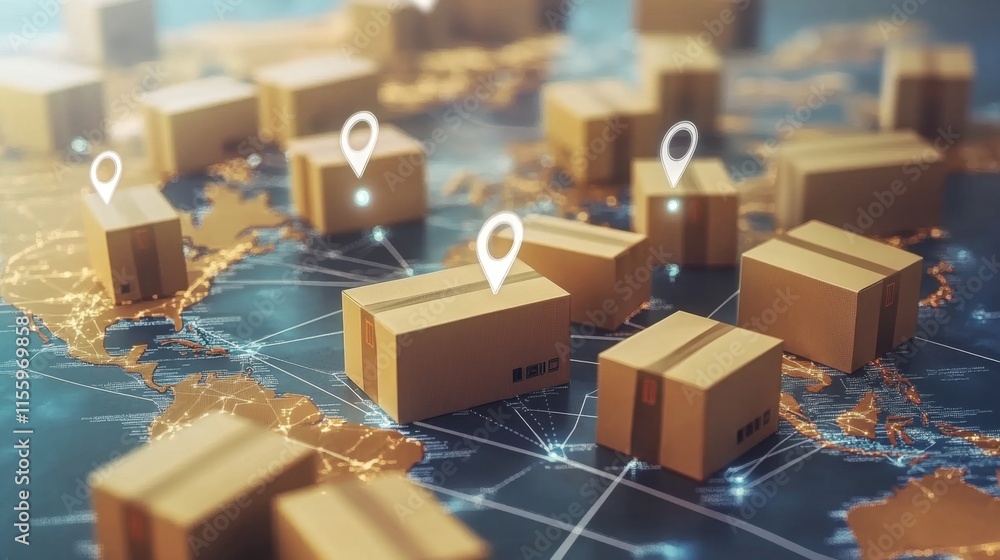 Global supply chain management world map overview digital visualization ...