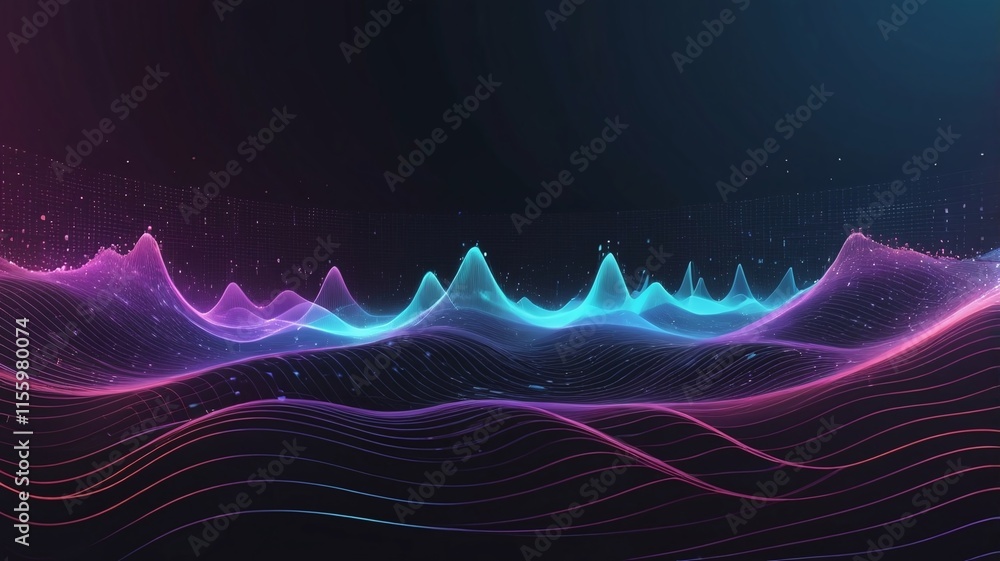 Digital Wave Circle Audio Lines Grid Big Data Background. Spreading Sound Waves Circles. Visual ...