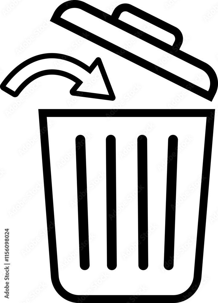 Trash bin icon. Trash dustbin sign element. Recyclable Waste Line ...