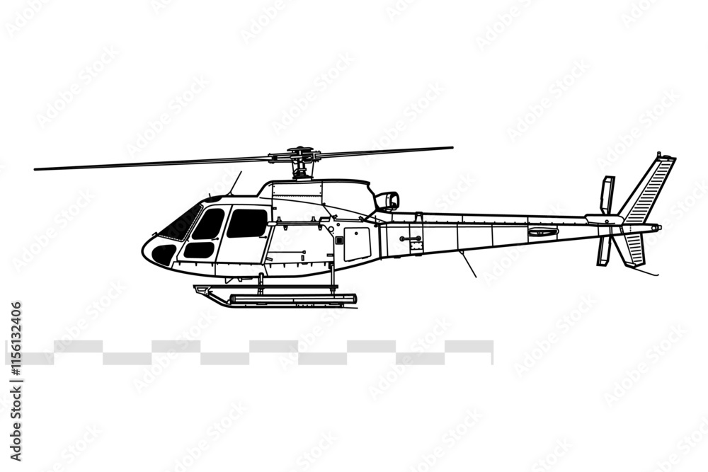 Airbus Helicopters H125. Eurocopter AS350 Ecureuil. Vector drawing of ...