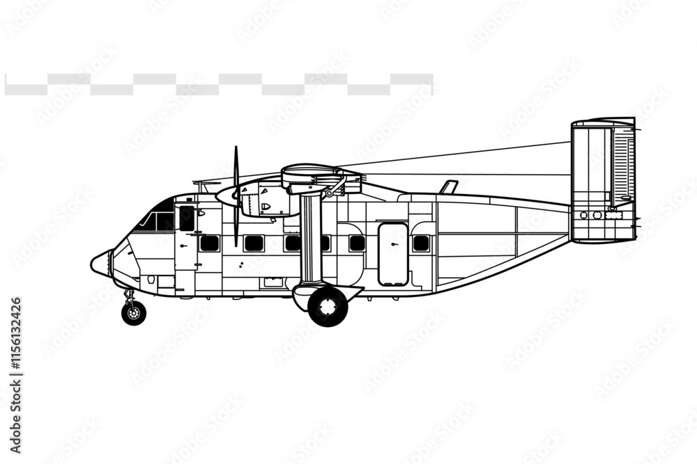 Short SC7 Skyliner 3A-100. Vector drawing of light utility aircraft ...
