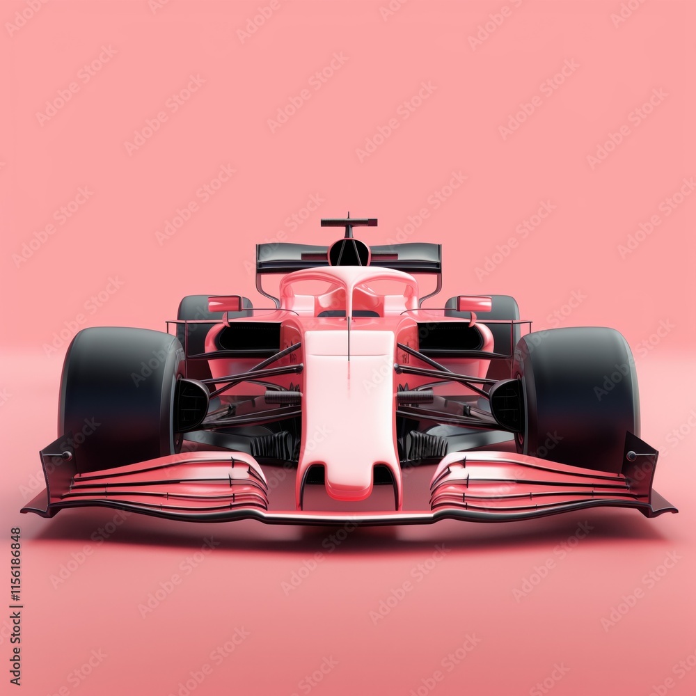 Modern Formula 1 Racing Car in neon pink, clay render. Pastel Clay ...