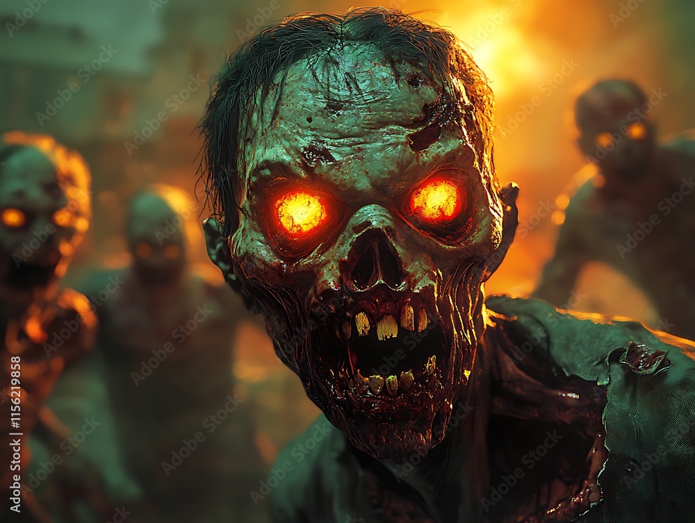 Digital illustration depicting a post apocalyptic scene with a group of ...