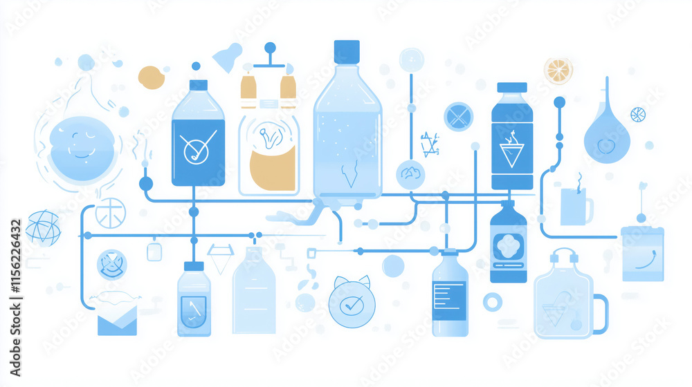 Stylized Infographic Depicting the Benefits of Drinking Water with ...
