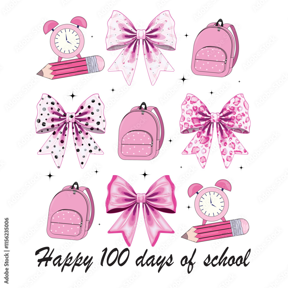 Image vectorielle Stock 100 days of school Dotted Coquette bow svg png ...