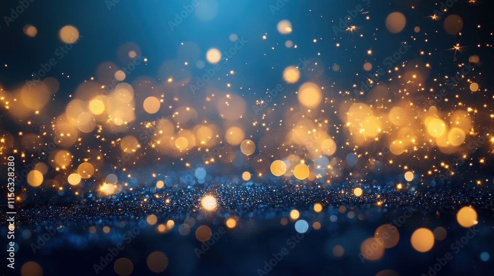 Sparkling Blue and Gold Glitter Background Festive Shimmering Texture ...