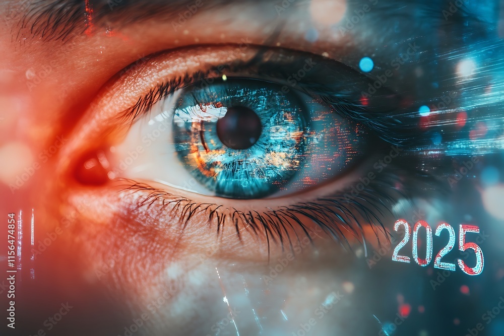 Human Eye with 2025 Vision Future Technology Stock Illustration | Adobe ...