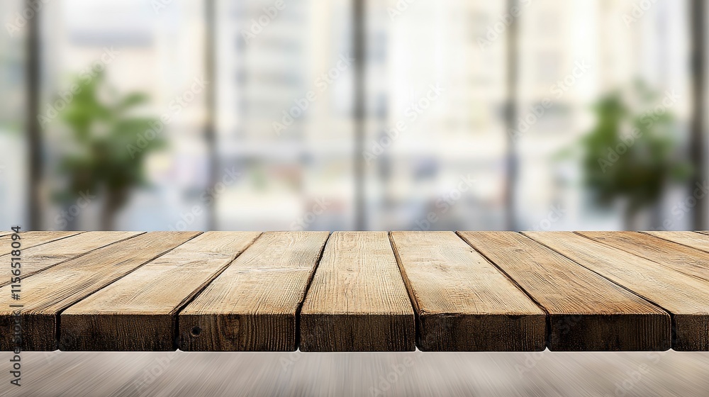 Wooden Table Surface with Blurred Background of Modern Interior Space ...