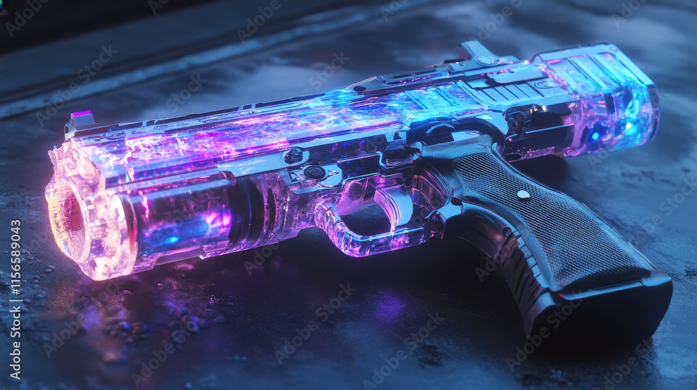 Ilustración de Stock Hologram pistol. Holographic projection of the ...