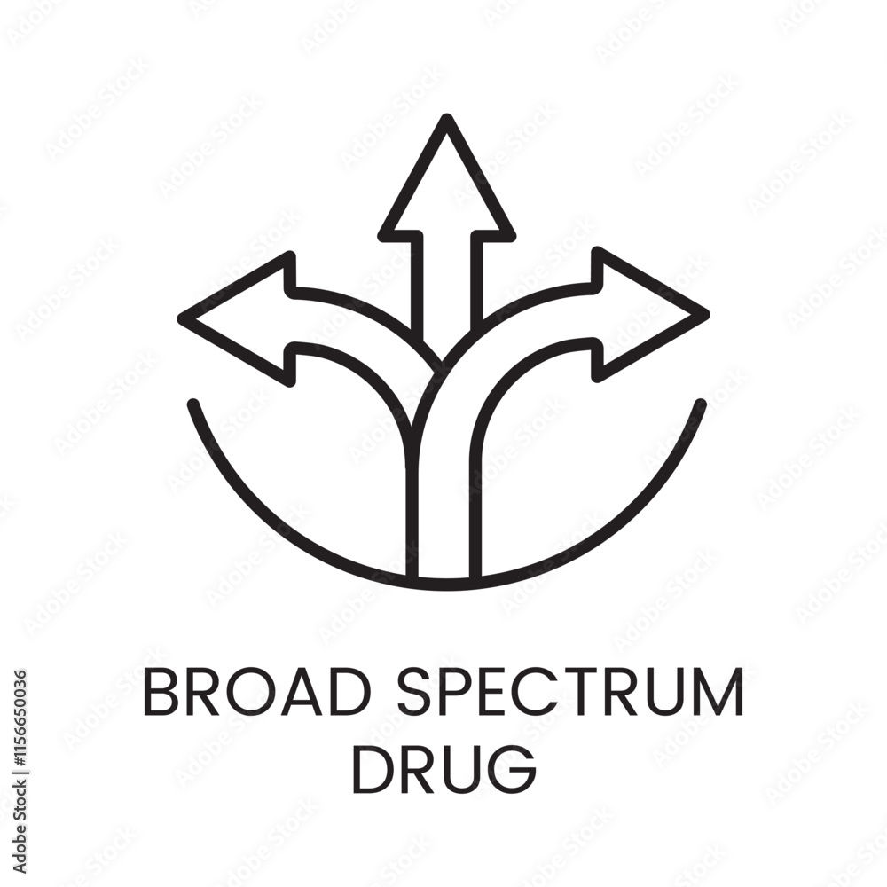 An icon of three diverging arrows over a curved line in vector ...