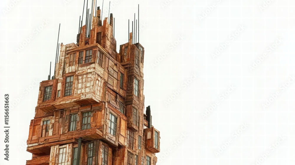 unique skyscraper model made from recycled materials, showcasing ...