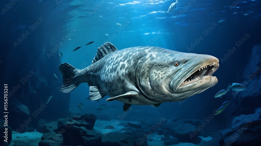 Majestic polar cod navigating the frozen Arctic waters surrounded by ...