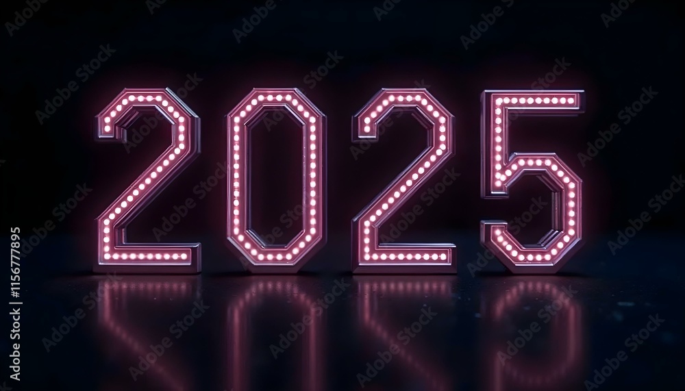 2025: Neon Lights New Year's Eve Celebration Stock Illustration | Adobe ...