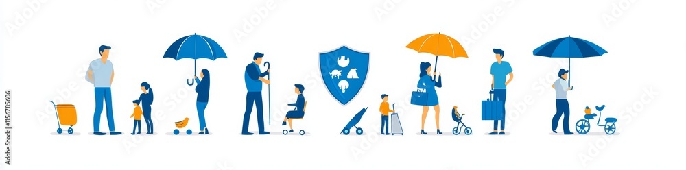 Family Insurance clipart set featuring symbols, logos, and icons, each ...