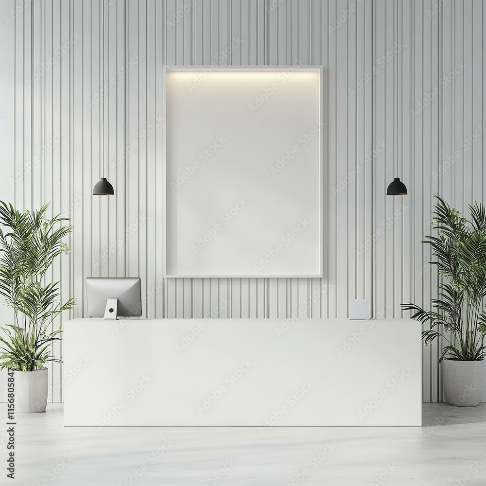 Vertical mockup design White empty frame of company branding with ...