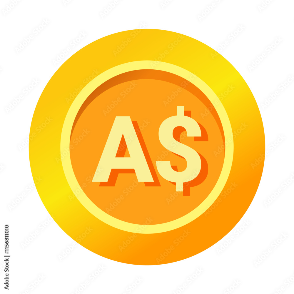Australian Dollar AUD Dollar sign icon gold gradient vector ...