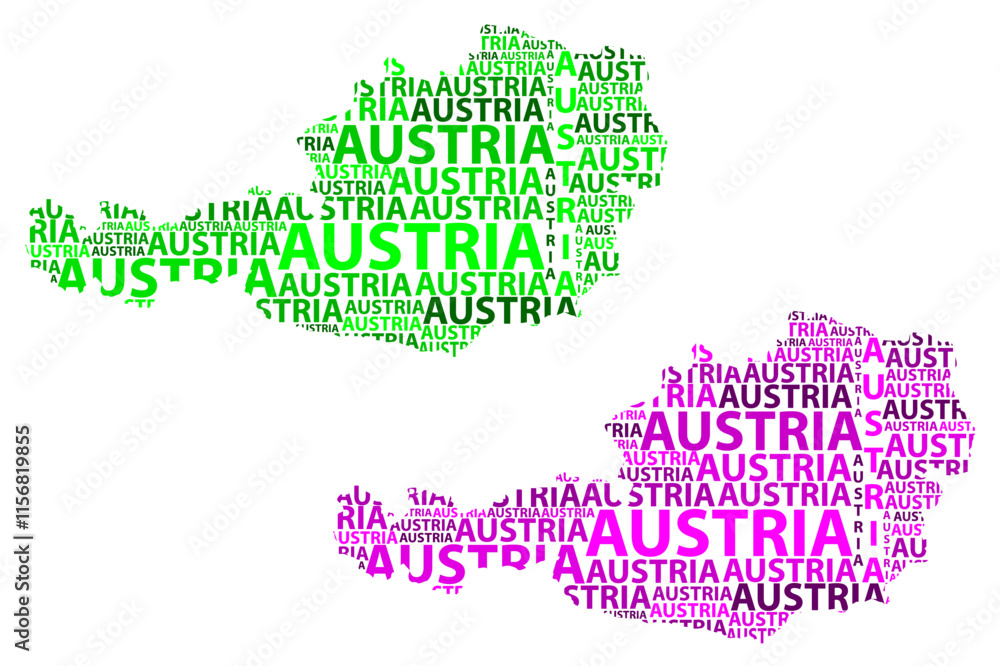Sketch Austria letter text map, Austria - in the shape of the continent ...