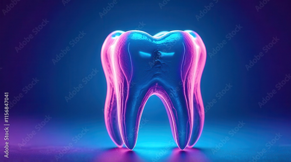 Tooth is shown in a blue and pink color Stock Photo | Adobe Stock