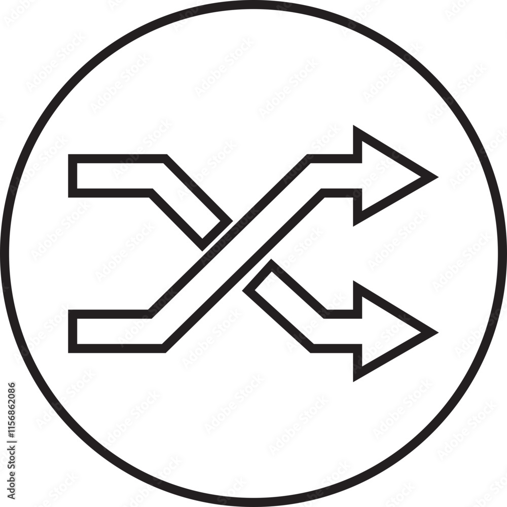 shuffle icon in trendy line style. Random playlist. Mix music. Cross ...