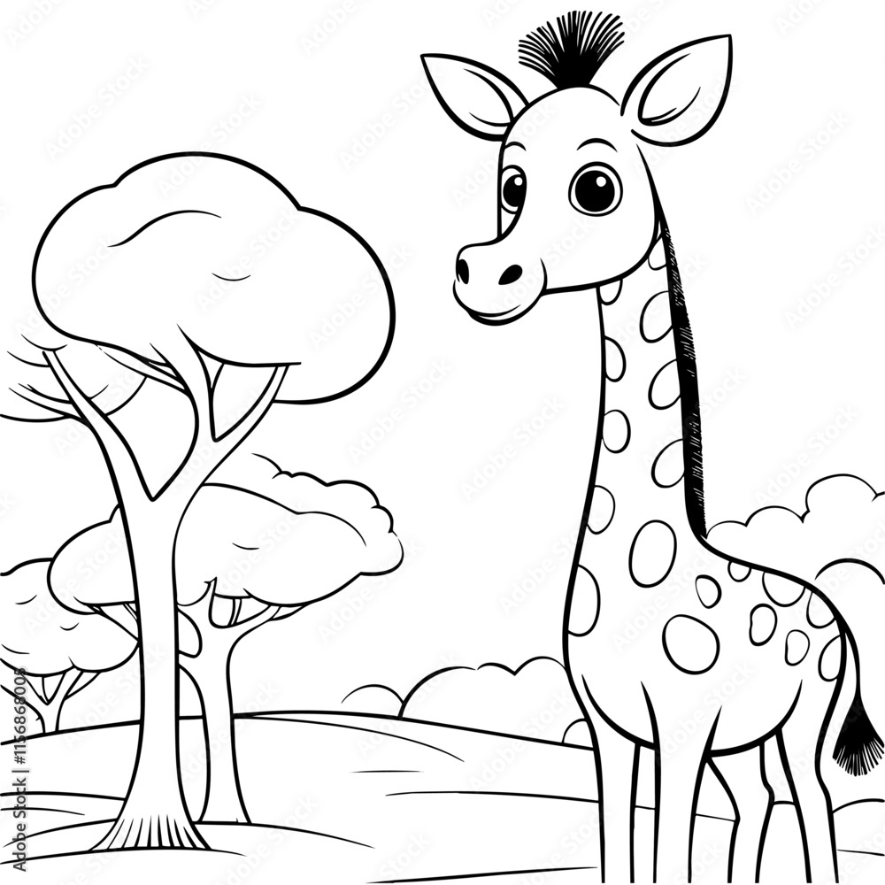 printable coloring pages of Cute Giraffe in jungle, this is ideal ...