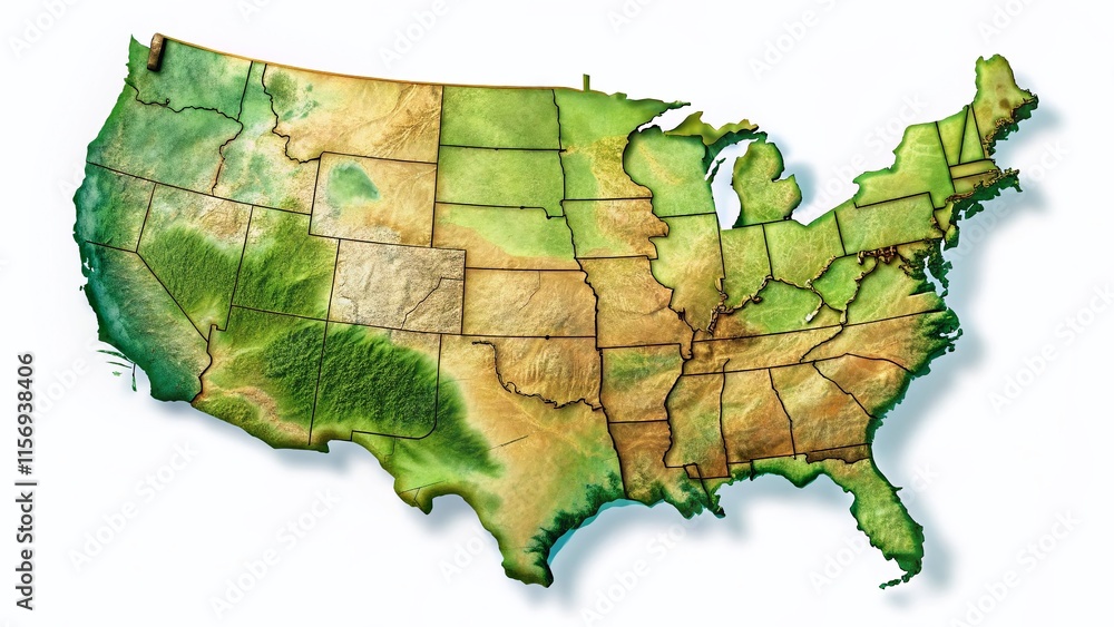 Ilustração High-Resolution USA Map, Detailed American Map, Isolated ...