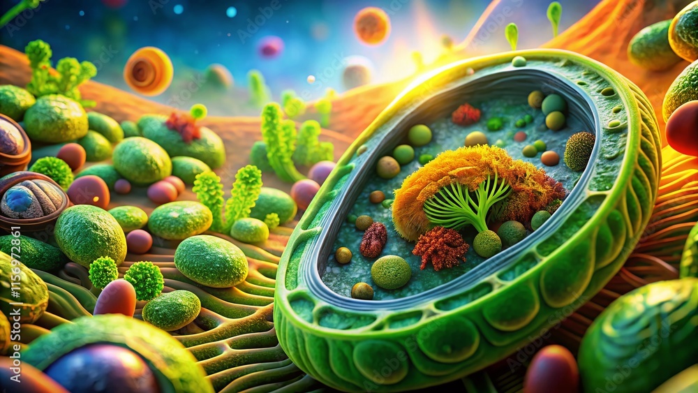 Microscopic Plant Cell: Mitochondria & Chloroplasts - Detailed Macro ...