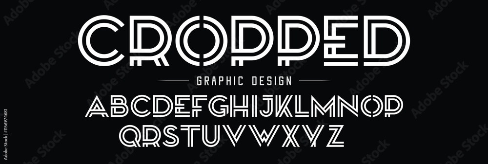 Modern techno font, futuristic line type of english alphabet letters ...