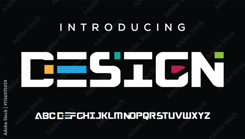 Abstract digital technology logo font alphabet. Minimal modern urban ...