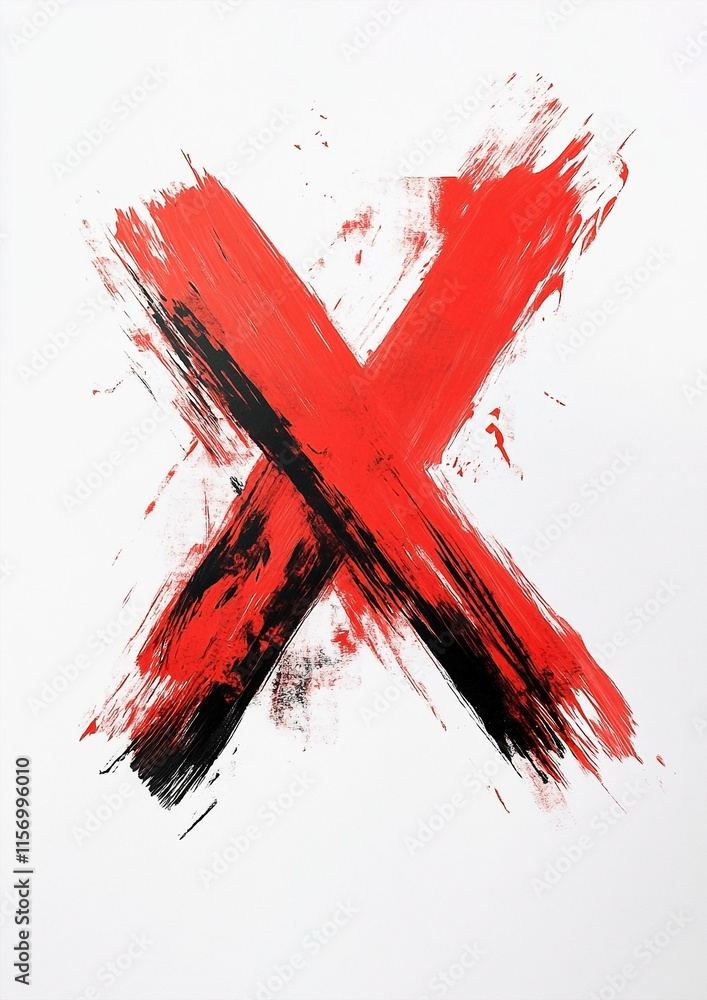Red X brush stroke symbol on clean white backdrop Stock Photo | Adobe Stock