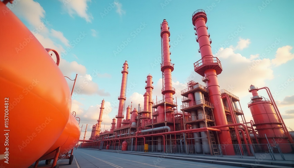 Stock-Illustration „Large scale industrial oil refinery complex with ...