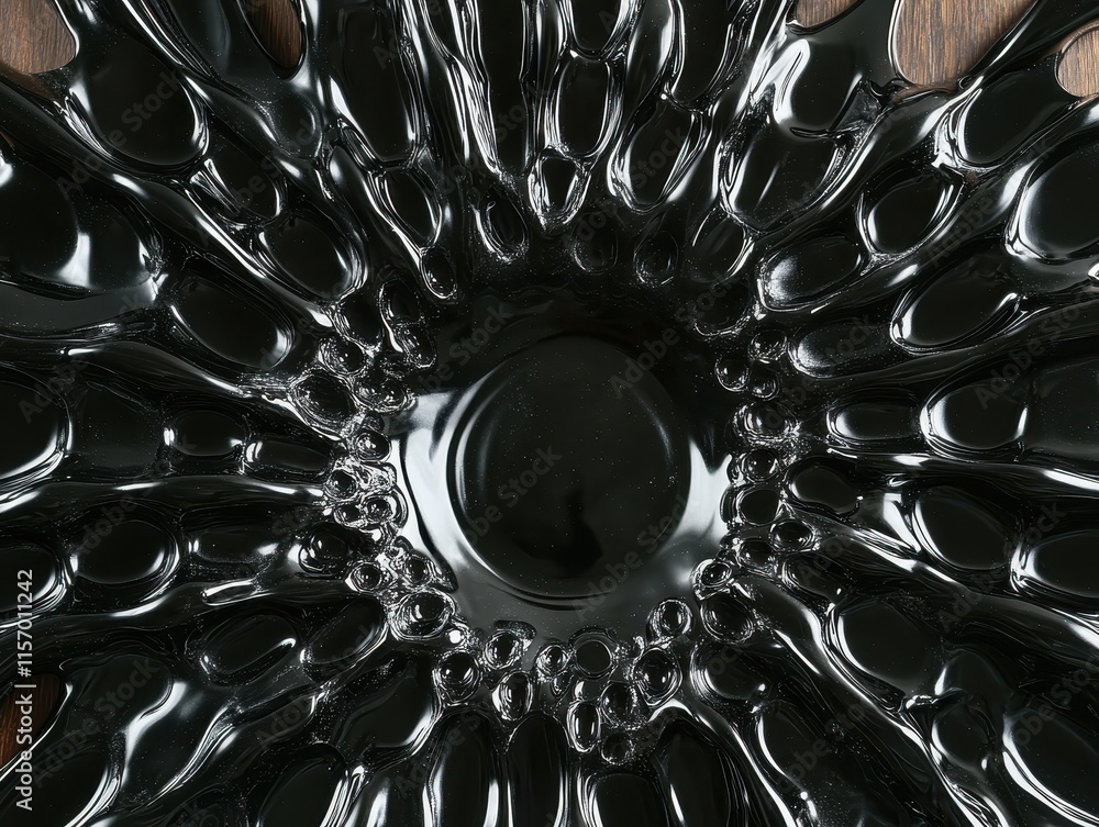 Black liquid splash forms, ferrofluid, black splash spikes, magnetic ...