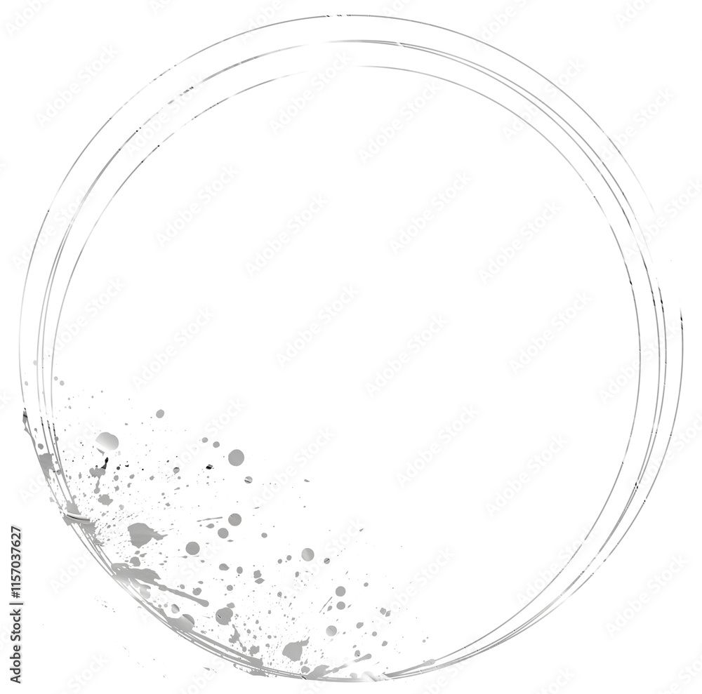 Silver foil glitter circle frame. Ornate round silver frame with ...