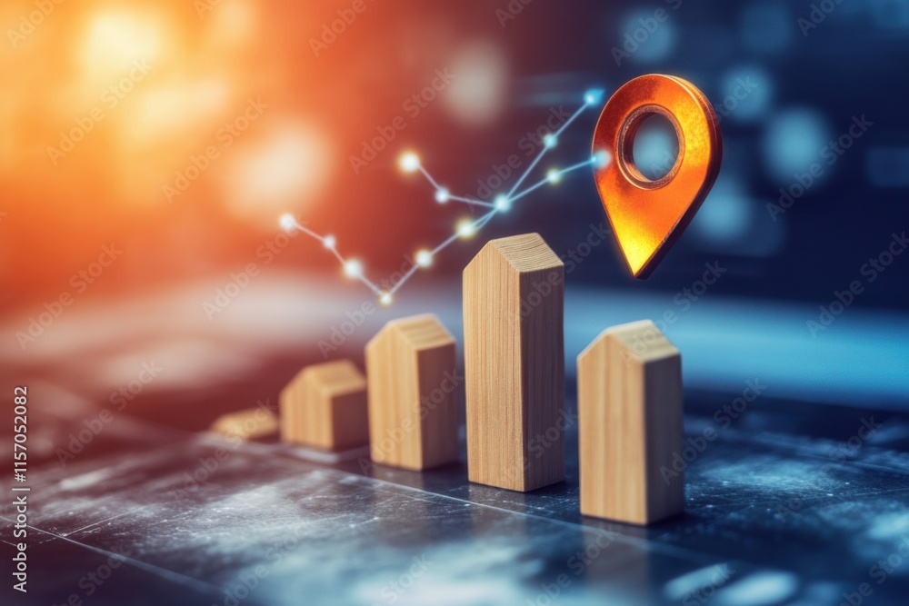 Foto de Stock Growth in data analytics visualization showing upward ...