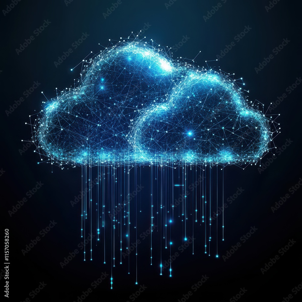 Glowing neural networks forming cloud connections, cloud computing ...
