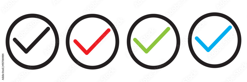 Check mark icons. Profile verification check marks icon. Approved symbol. colors Tick mark box ...