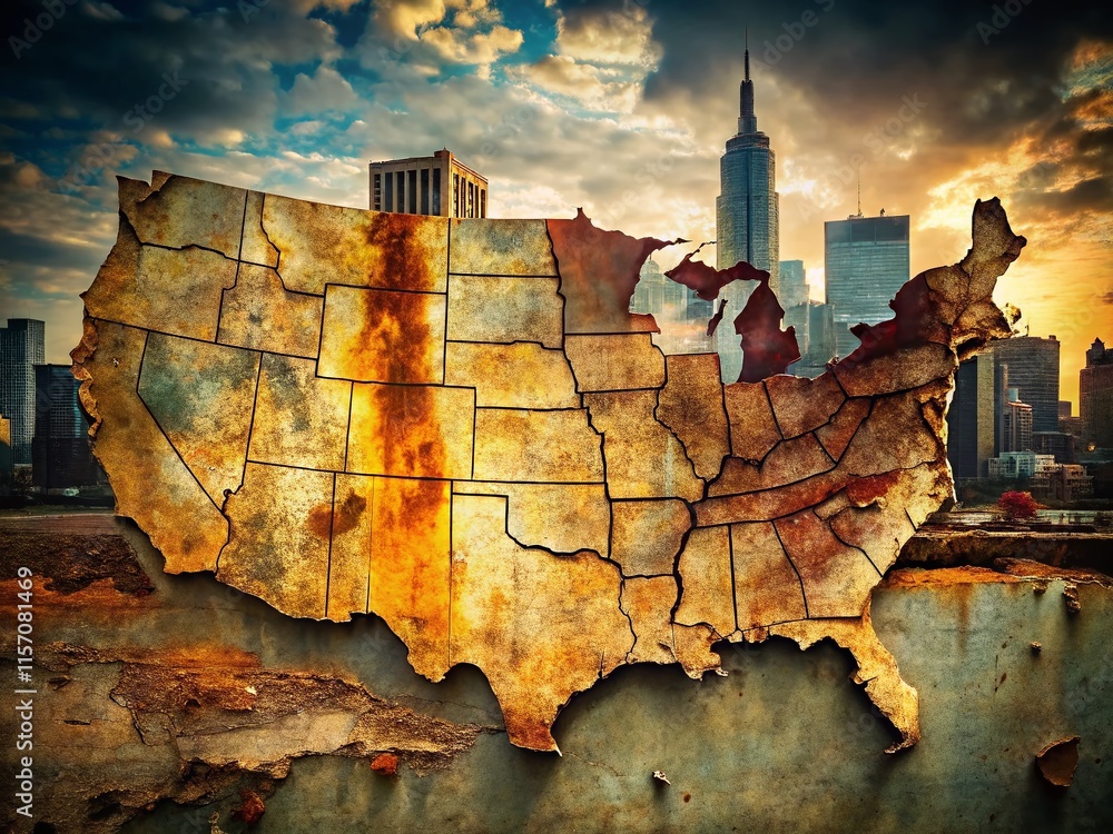 Urban Exploration: A Panoramic View of the USA County Map, Decaying ...