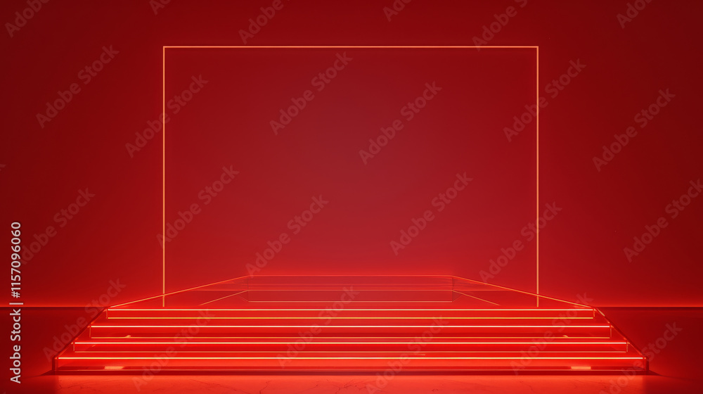 Red background, linear light strips, high-end atmospheric stage design ...