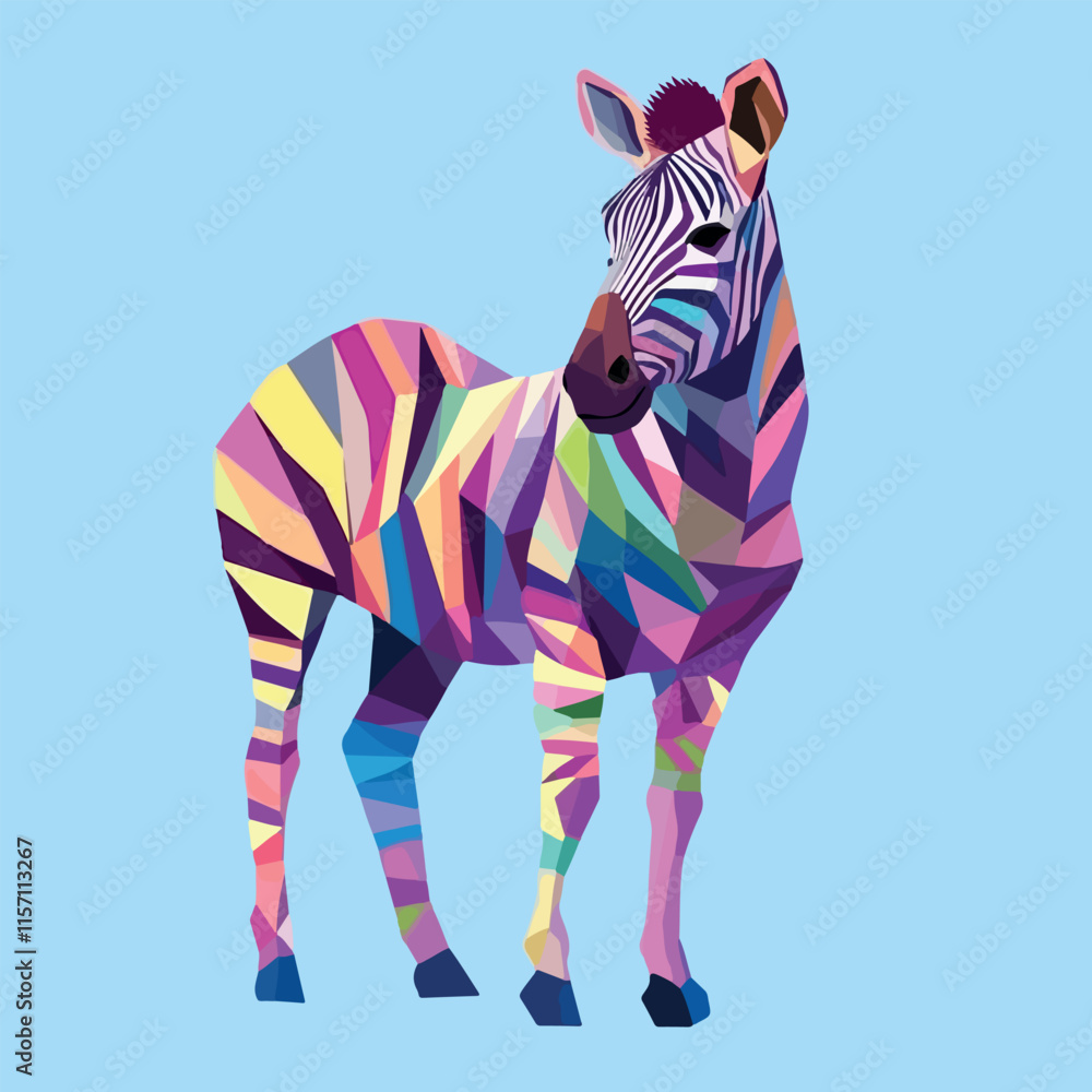 Colorful Low Poly Zebra Vector illustration on isolated background ...