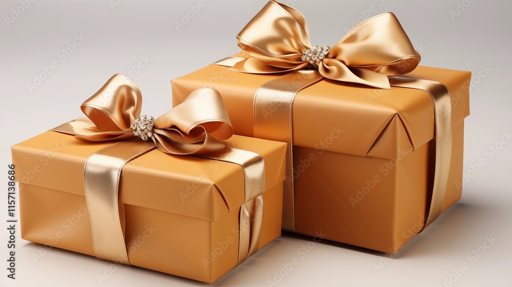 A Royal gold folding gift box with Opened and closed gift box in 3d ...