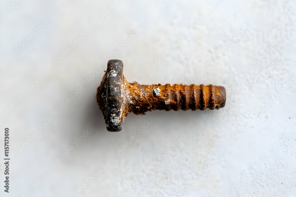 Rusty Screw on White Background, A Corroded Metal Fastener Exhibits ...
