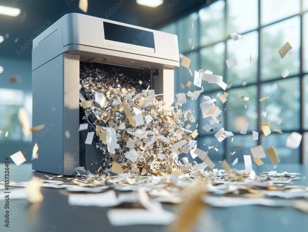 Procurement Management Industry concept. A modern paper shredder ...