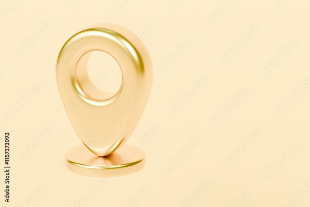 3d Gold Location pin icon with a hollow center. Location advertisement ...