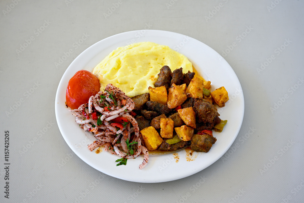 Famous Urfa meat liver, ciger wrapped by lavash with roasted chili ...