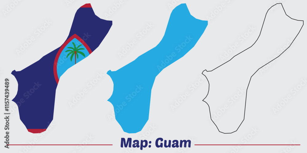 Guam map set. internal provinces borders marked, Simple map of Guam ...